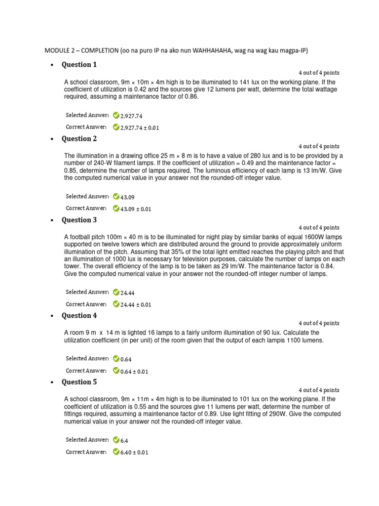 Module 2 Qz2 | PDF | Lighting | Telecommunications