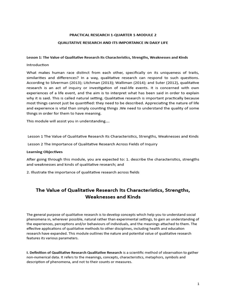 PR1-MODULE-SUMMARY | PDF | Qualitative Research | Data