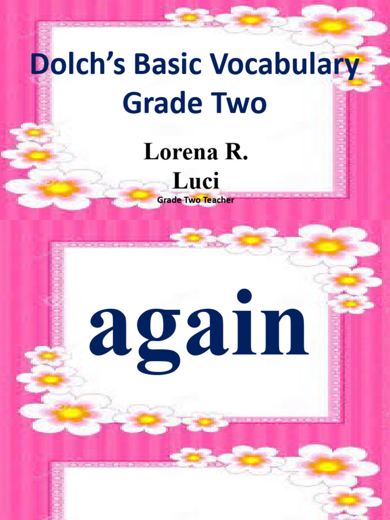 Dolch Basic Vocabulary Grade 2 | PDF