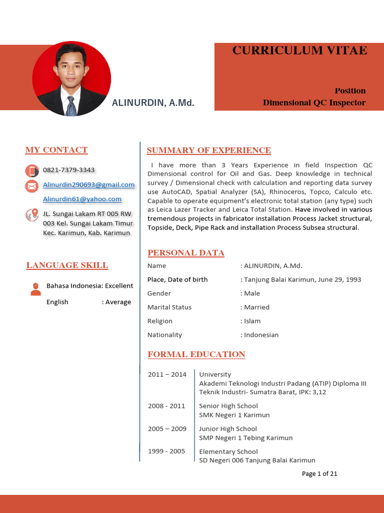 Dimensional QC Inspector CV | PDF
