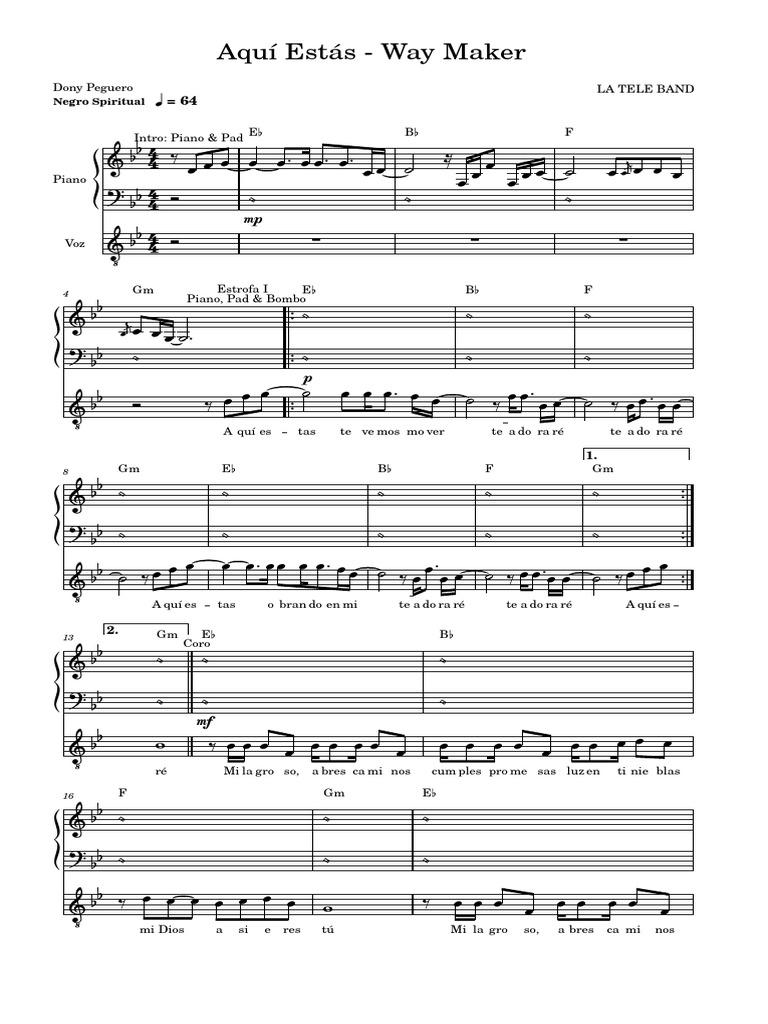 Aqui Estas - Way Maker | PDF