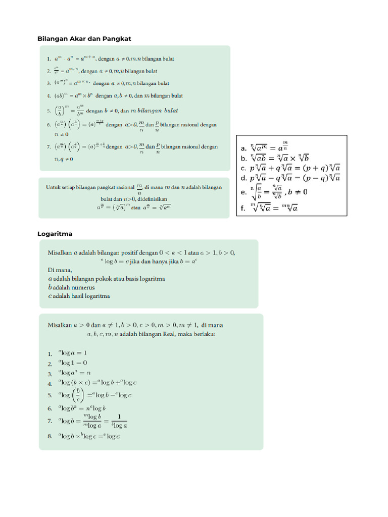 Rumus Matematika Kelas 10 Lengkap | PDF | Metode & Bahan Ajar | Sains ...