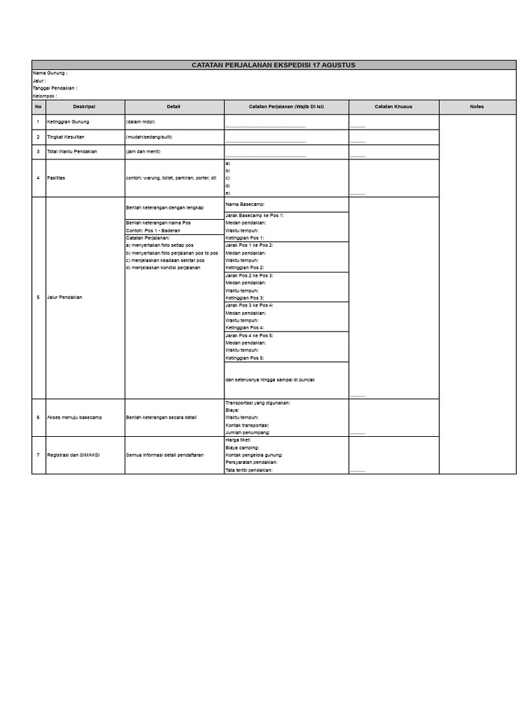 Print & Isi - Survey Sheet Perjalanan XPDC KN | PDF