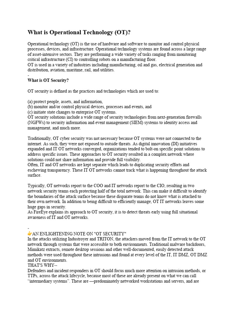 What Is Operational Technology | PDF | Security | Computer Security