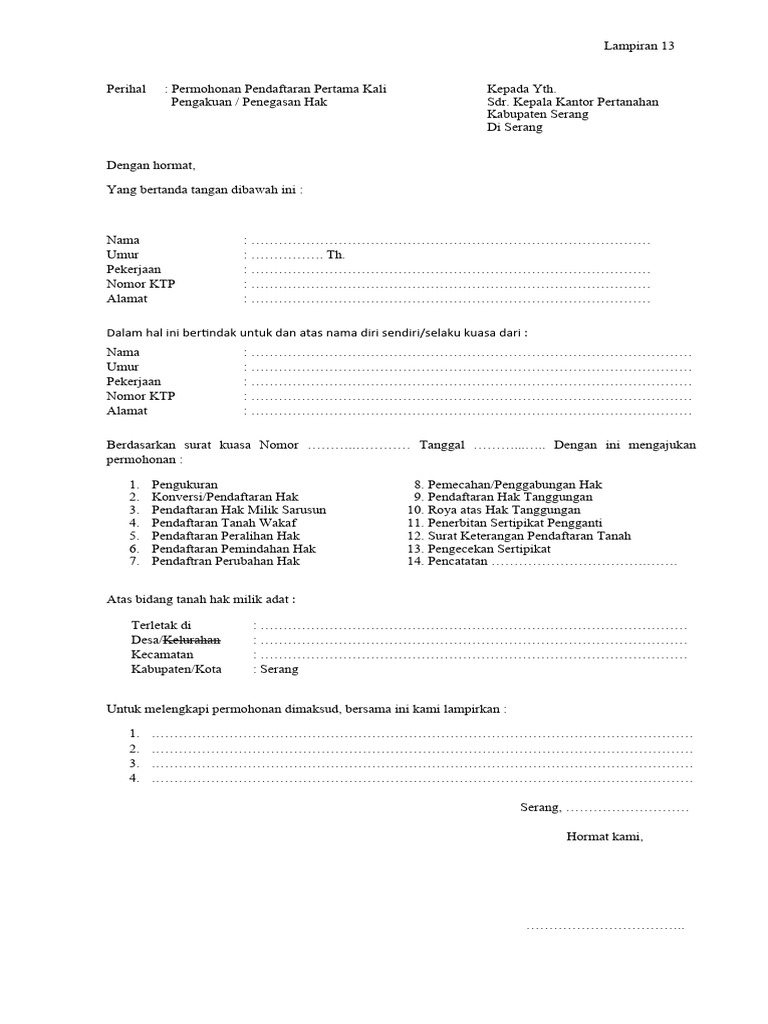 Formulir Pengakuan Hak | PDF