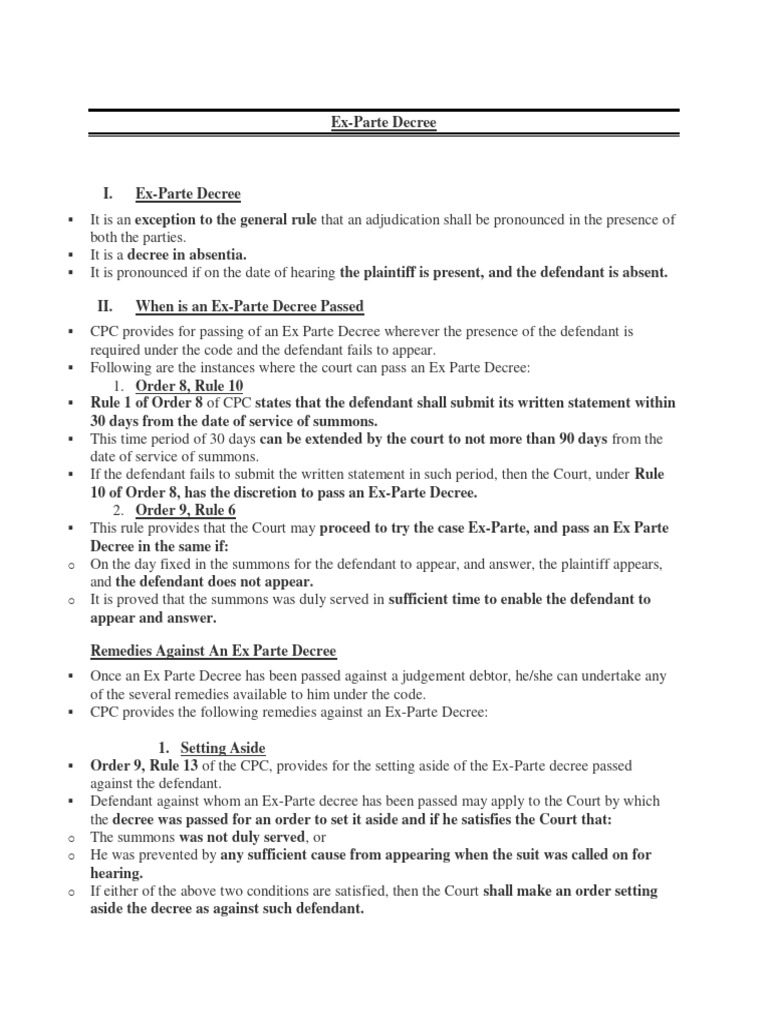 Ex Parte Decree | Download Free PDF | Ex Parte | Lawsuit
