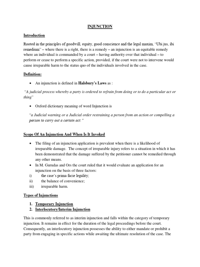 Injunction | PDF | Injunction | Legal Remedy