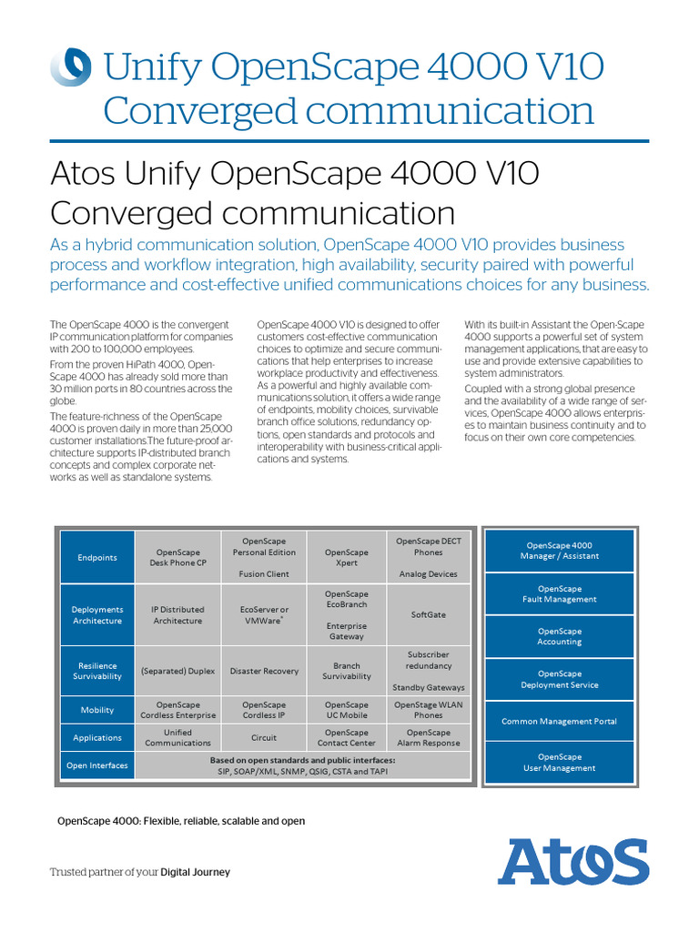 OpenScape 4000 V10OpenScape 4000 V10 Data Sheet Issue 5 | PDF | Session ...