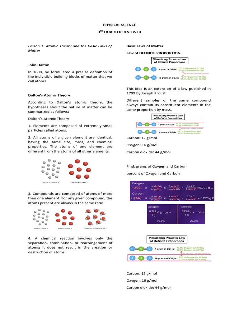 SCIENCE - 3rd Quarter Reviewer | PDF | Atoms | Mole (Unit)