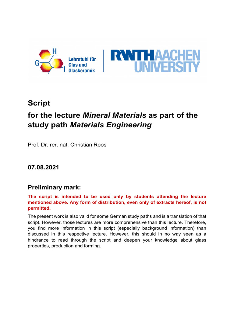 Script - Glass Technology | PDF | Glasses | Viscosity