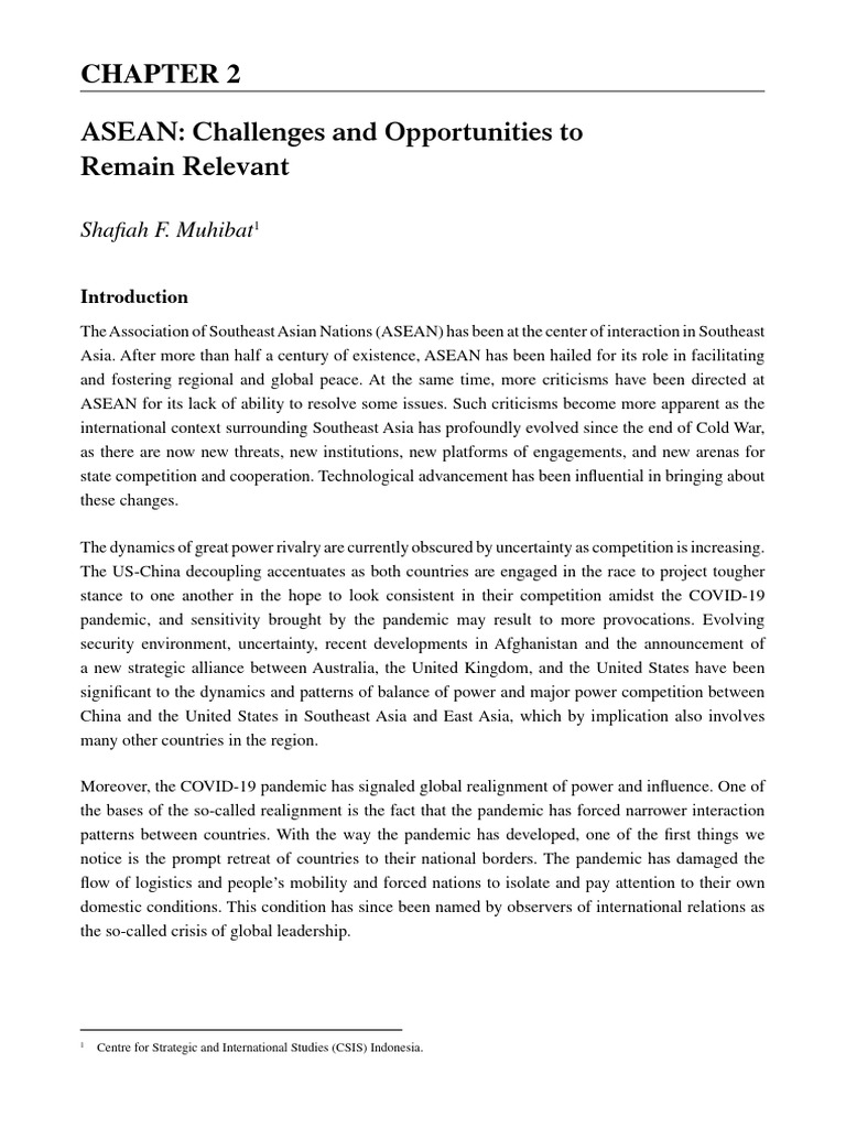 Chap2 - ASEAN - Cs and Os To Remain Relevant | PDF | International Relations