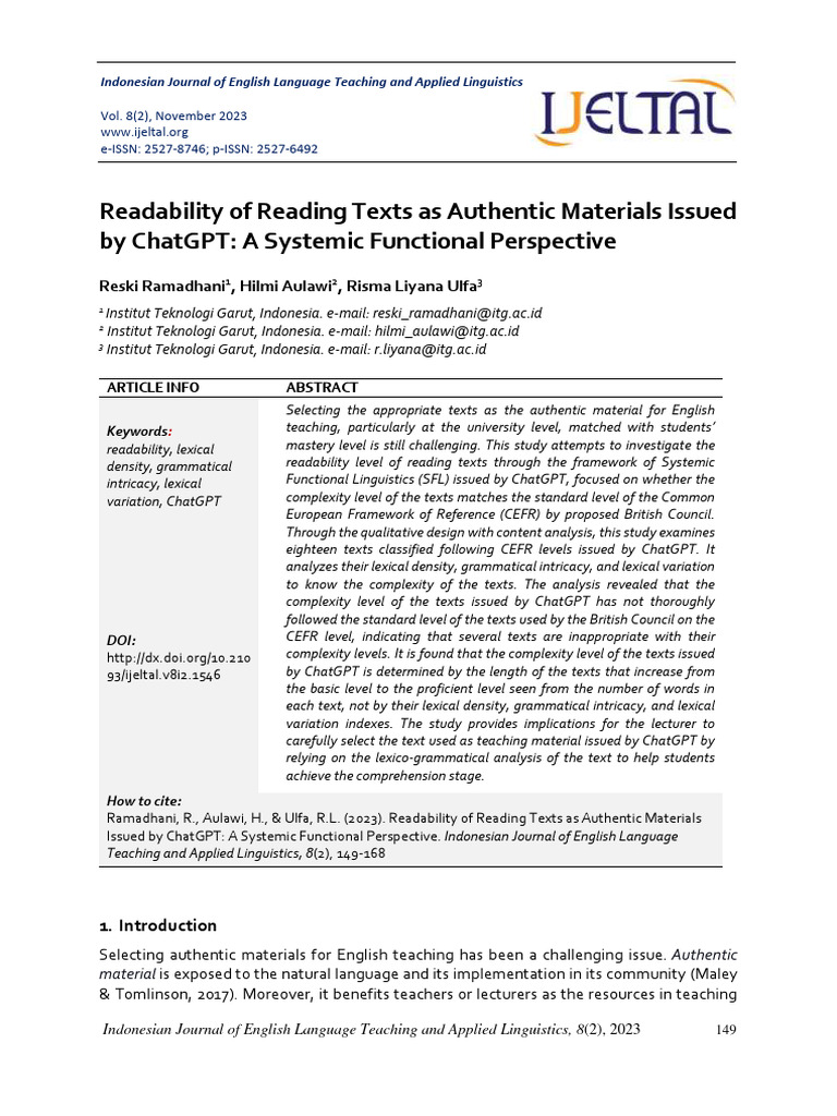 Readability of Reading Text | PDF | Word | Linguistics