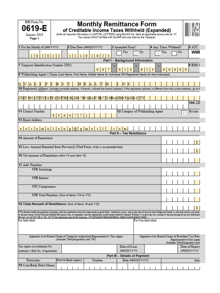 EWT Remittance Form for Motrade Inc | PDF | Invoice | Business