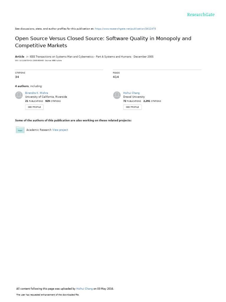 Open Source Versus Closed Source Software Quality | PDF | Open Source ...