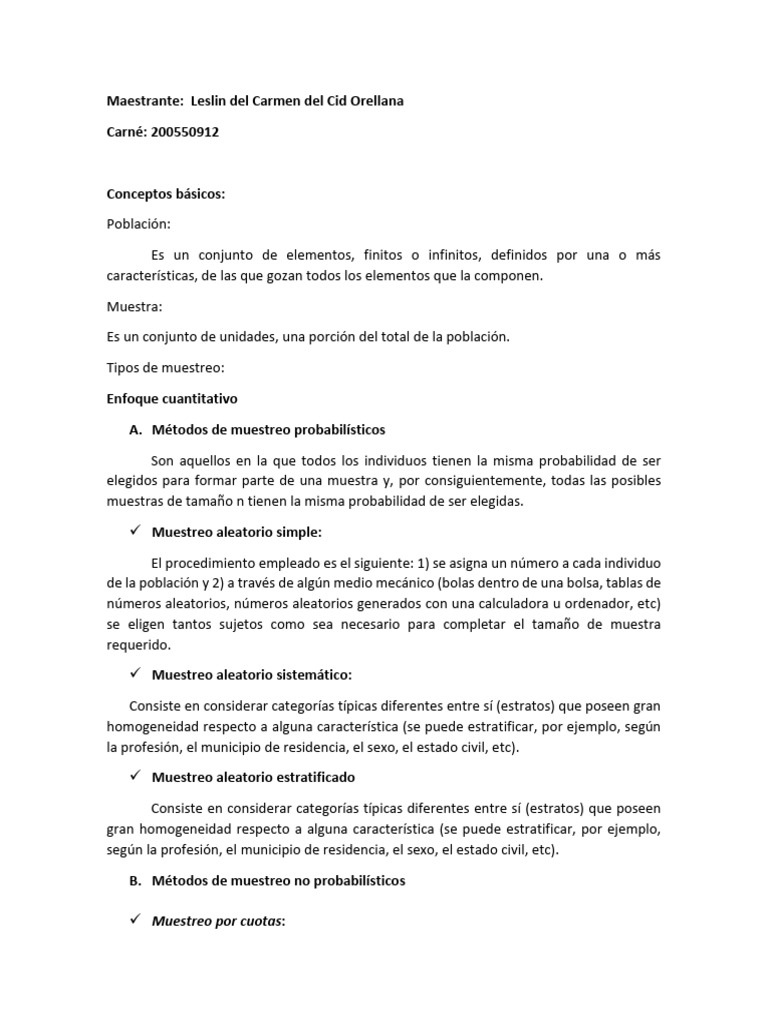 Tipos de Muestreo en Investigación | PDF | Muestreo (Estadísticas ...