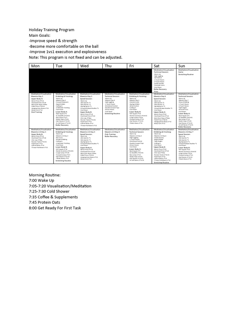 Holiday Training Program | PDF | Anatomical Terms Of Motion | Strength ...