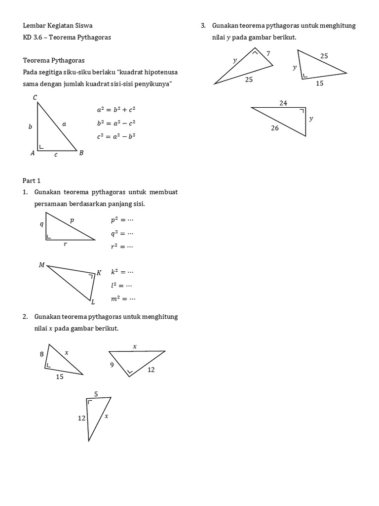 Modul Dan Latihan Soal Teorema Pythagora | PDF