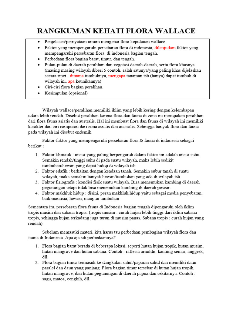 Rangkuman Kehati Flora Wallace | PDF