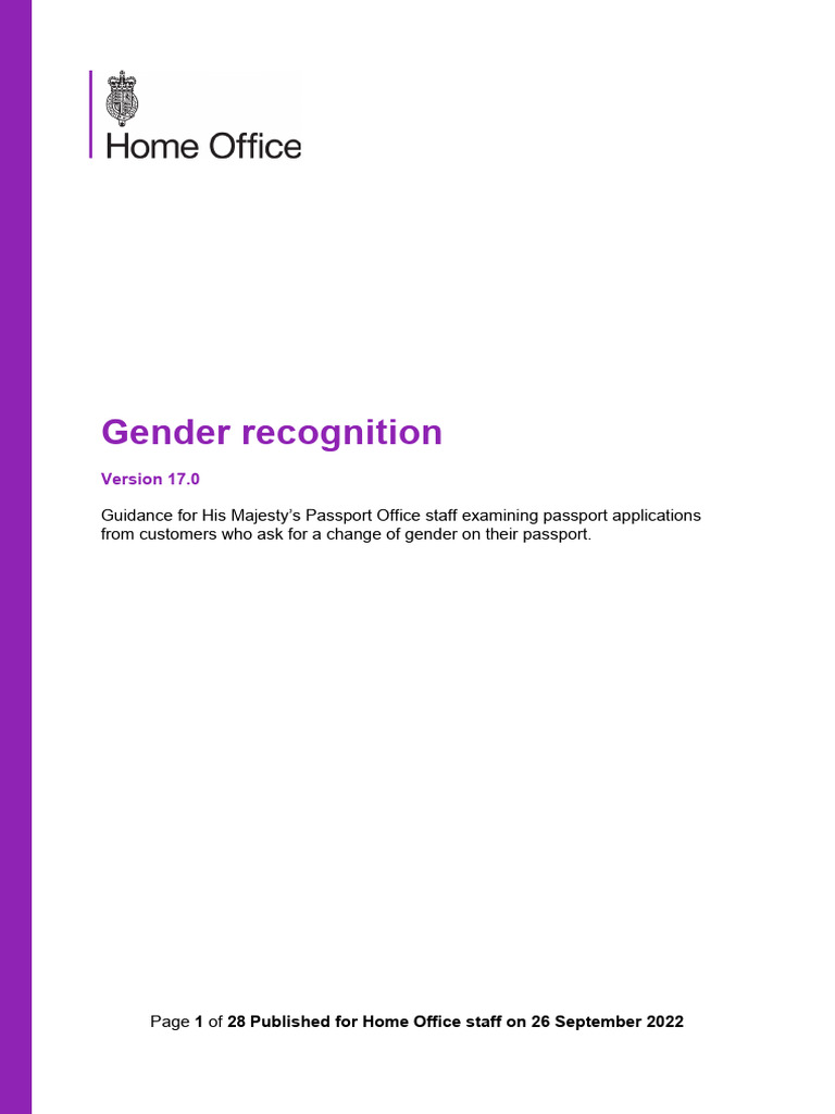 Gender Recognition V17 For GOV - UK Publication | PDF | Birth ...