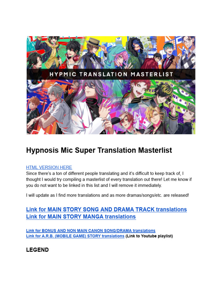 HypMic Anime Production Full List | PDF | Anime And Manga | Manga