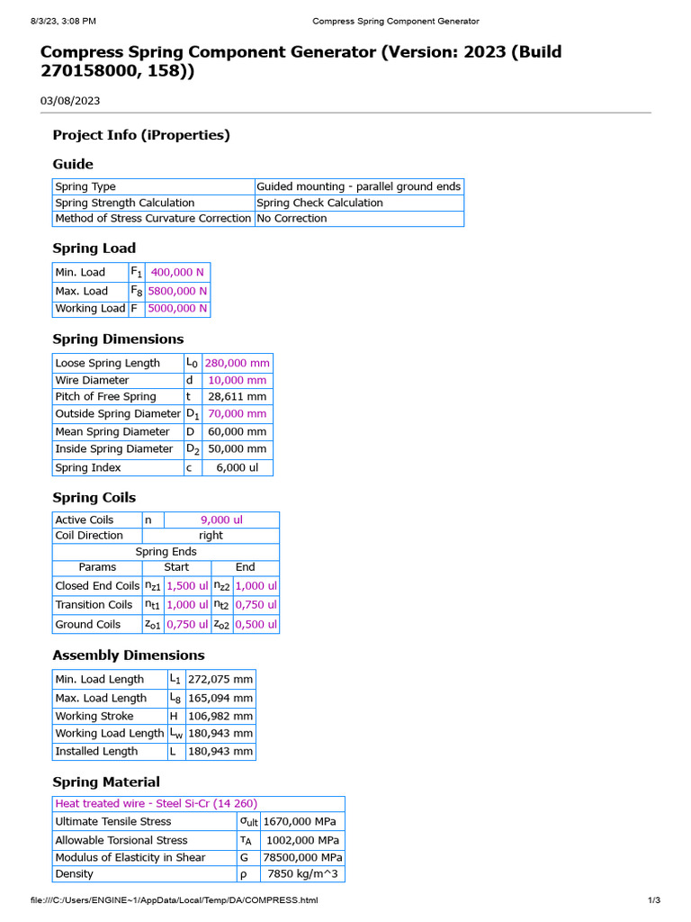 Compress Spring Component Generator 2 | PDF | Stress (Mechanics) | Young's Modulus