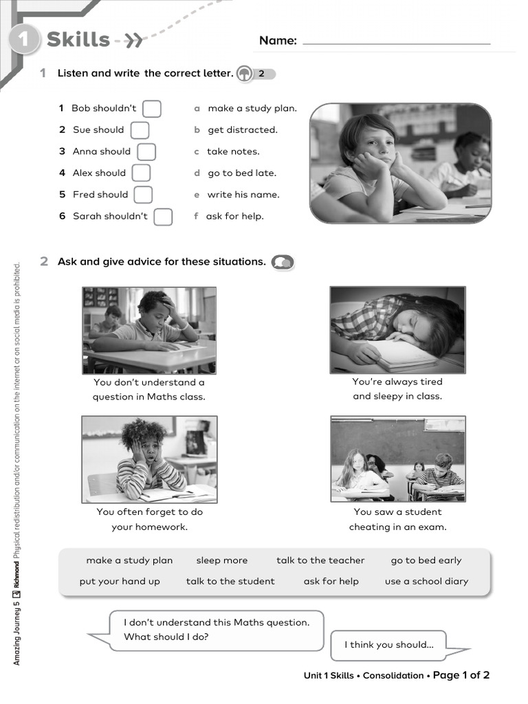 Amazing Journey 5 Unit 1 Skills Consolidation | PDF | Classroom | Learning