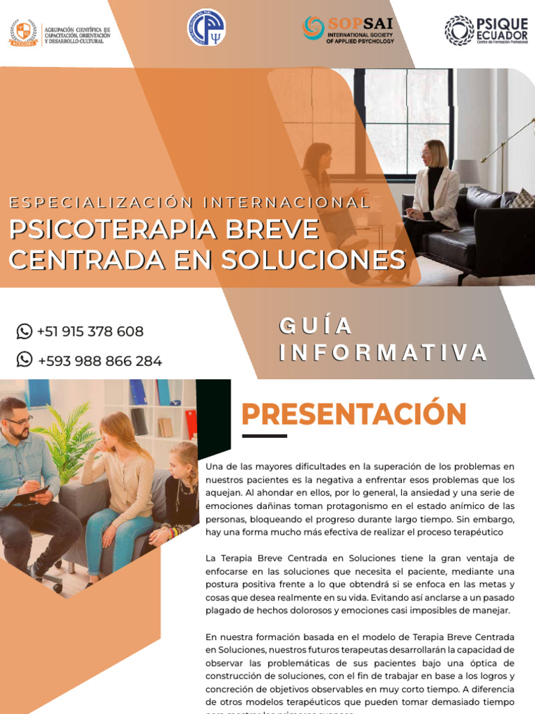 Guia Programa-Psicoterapia Breve Centrada en Soluciones-2023 | Descargar gratis PDF ...