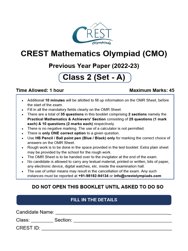 CMO Previous Year For Class 2 | PDF