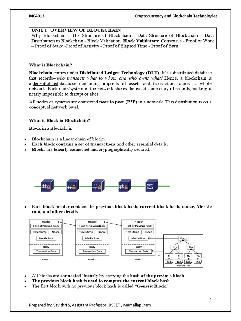 UNIT I OVERVIEW OF BLOCKCHAIN - Blockchain Notes | PDF | Cryptocurrency ...
