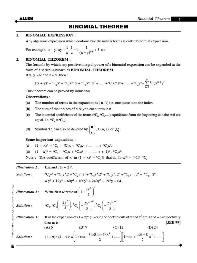 Binomial Theorem Eng 1602157936 | PDF