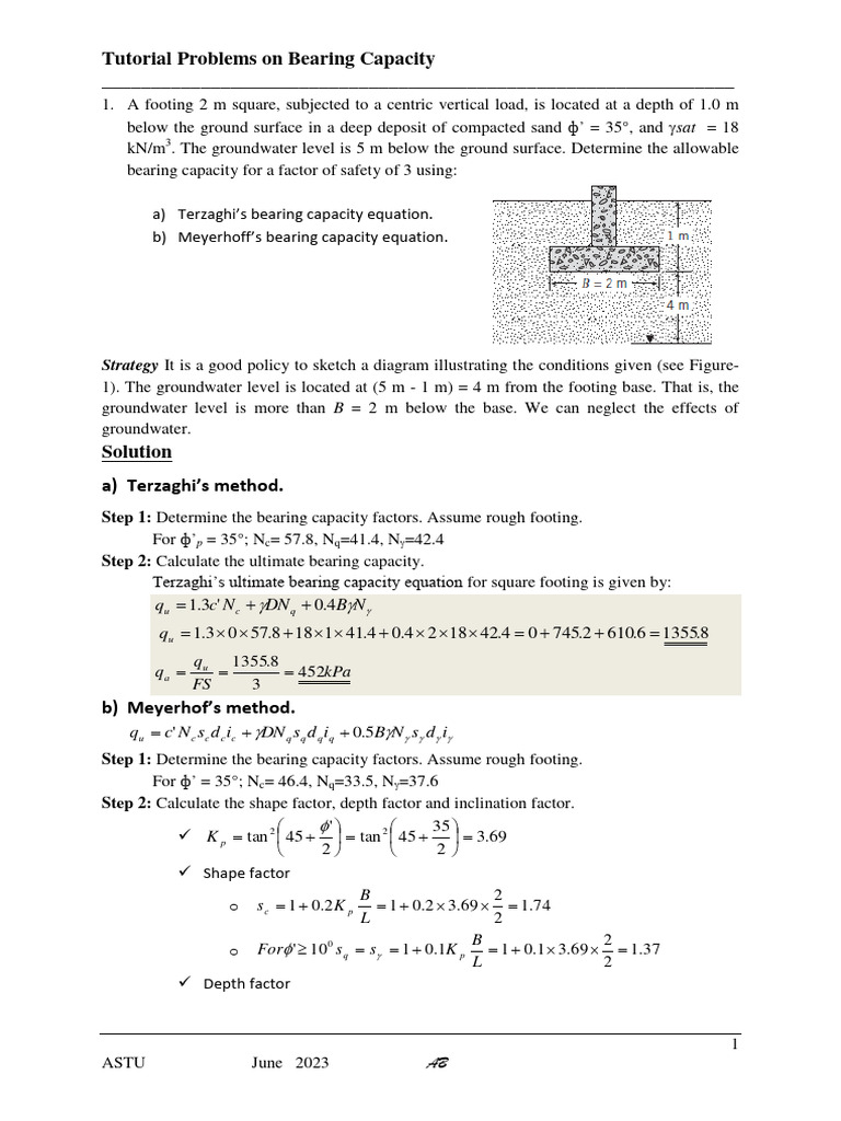 2-Tutorial 2-Bearing Capacity | Download Free PDF | Natural Materials ...