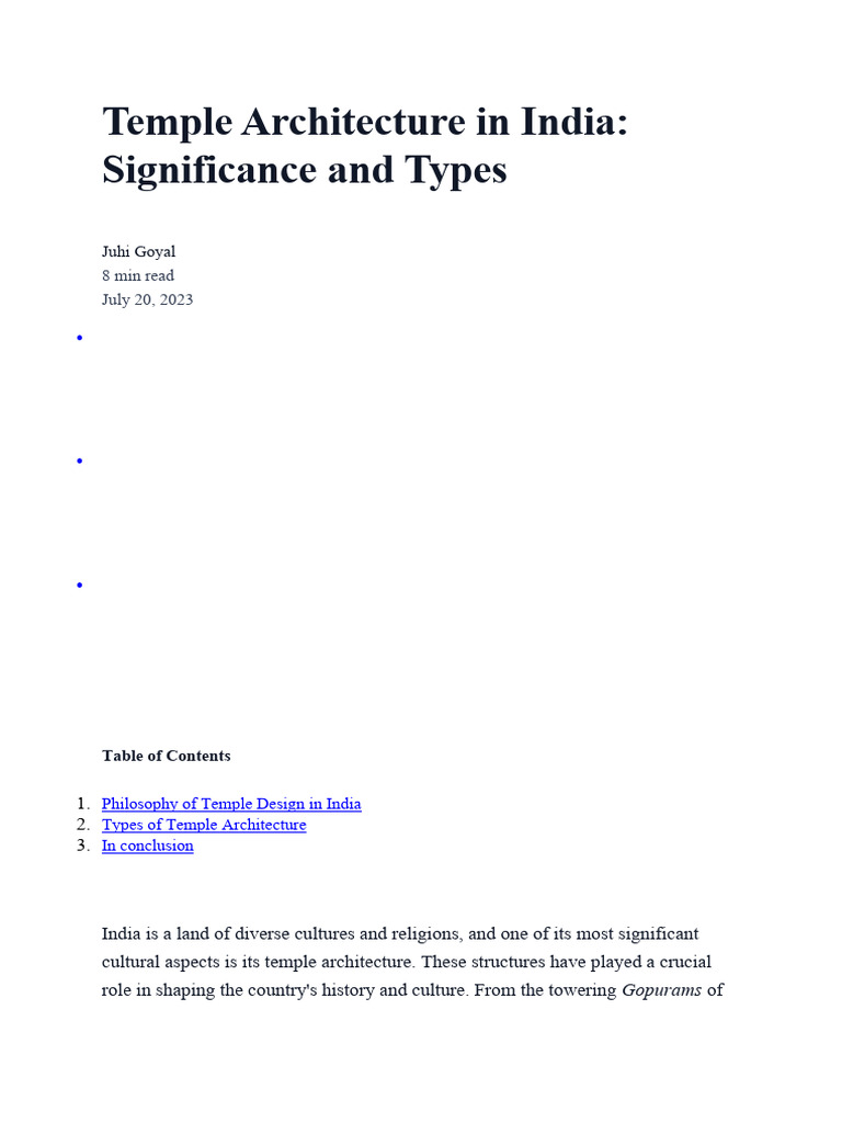 Temple Architecture in India | PDF | Temple | Indian Religions