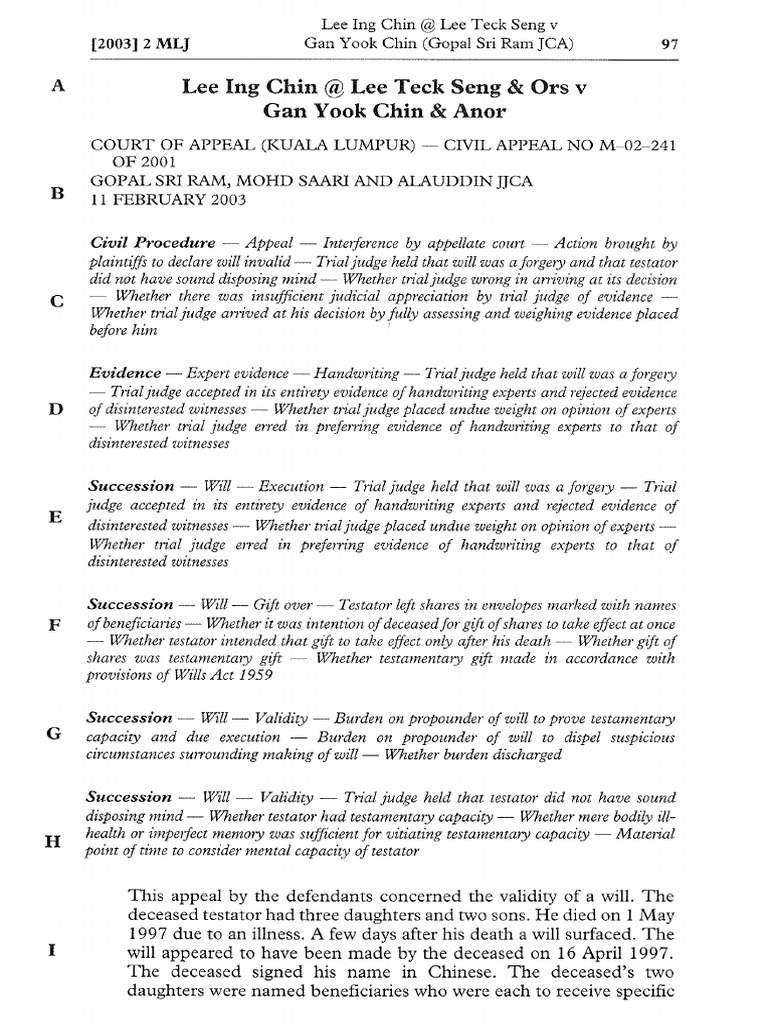 LEE ING CHIN at LEE TECK SENG & ORS V GAN YOOK CHIN & ANOR | PDF