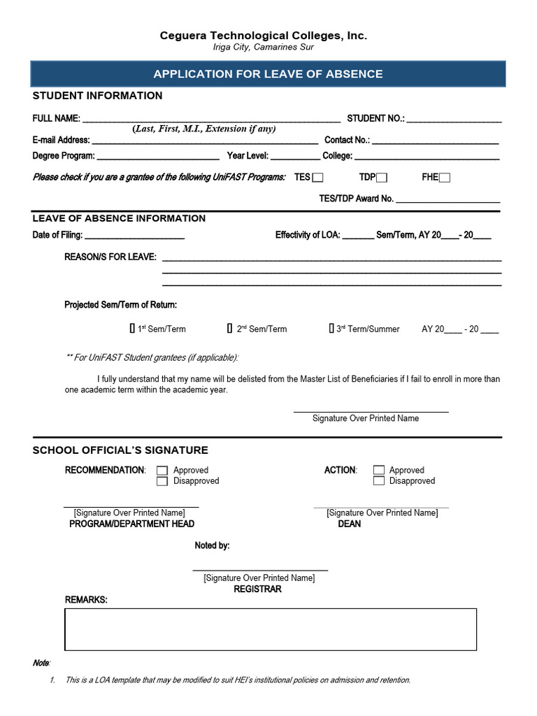 LOA Template 1 | PDF