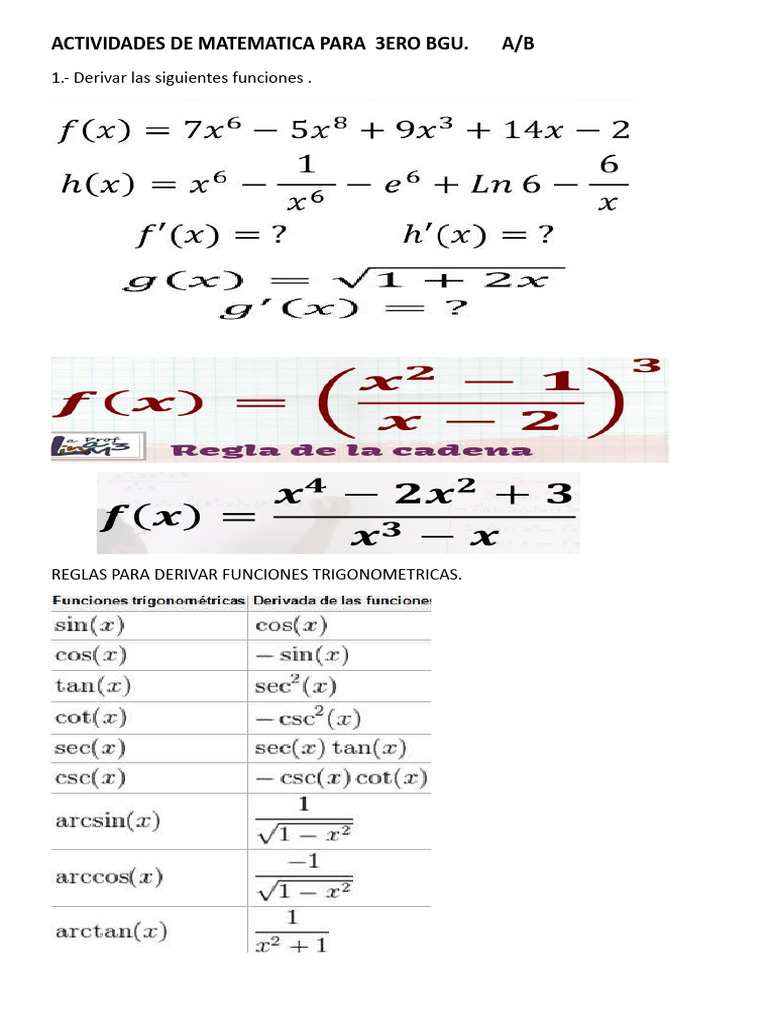 Actividades de Matematica para 3ero Bgu | PDF