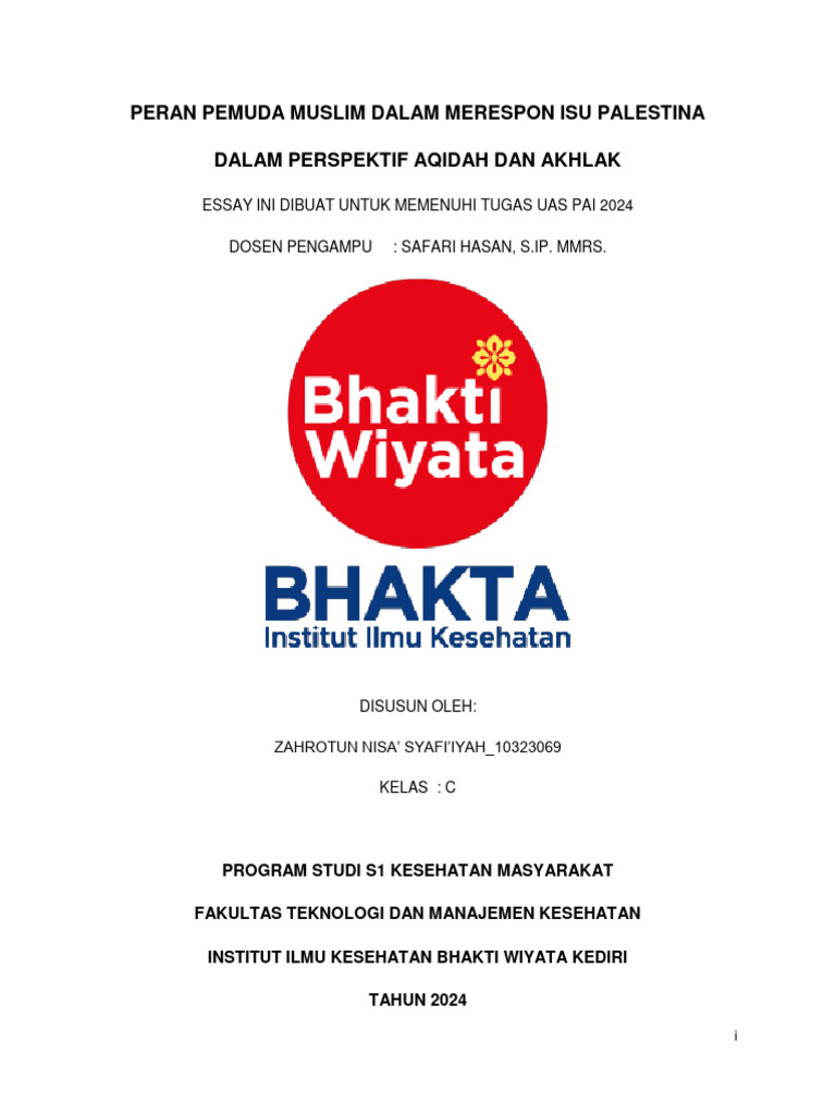 Tugas Uas Pai 2024 - s1 Kesmas - 10323069 - Zahrotun Nisa' Syafi'Iyah | PDF | Sejarah