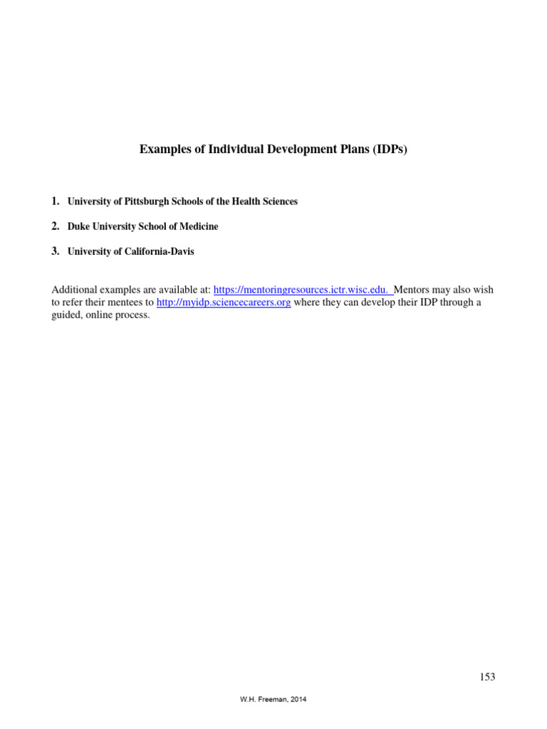 IDP Examples All | PDF | Mentorship | Goal