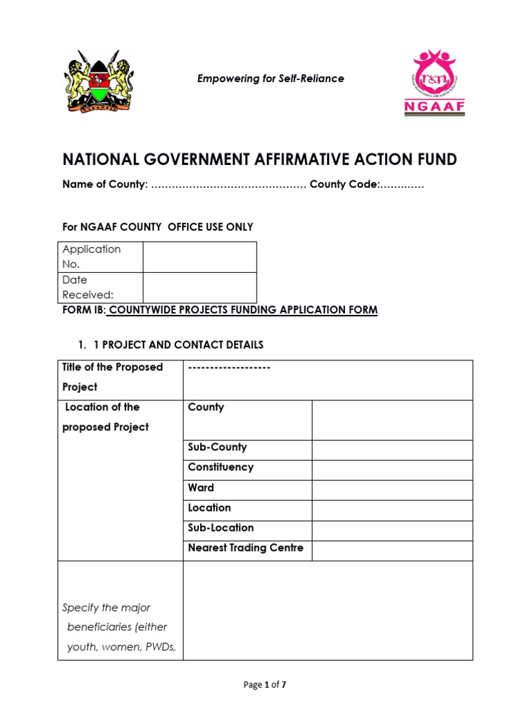 NGAAF APPLICATION FORM IB County Wide Projects Revised 2021 1 | PDF ...