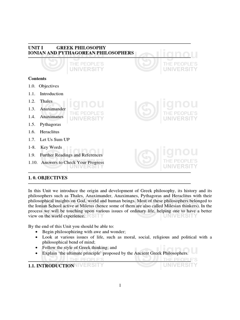 Ionoc and Greek Philosophy Notes | PDF | Ancient Greek Philosophy ...
