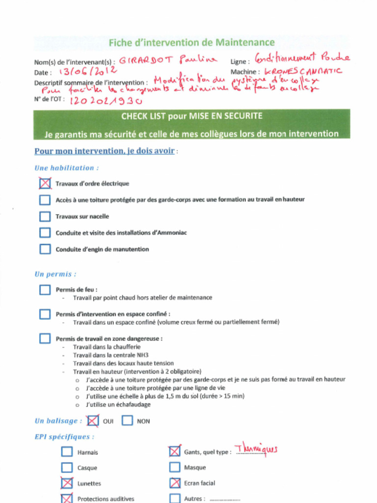 Fiche Dintervention V5 Correction - 2 | PDF
