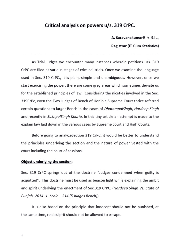 Sec 319 CRPC | PDF