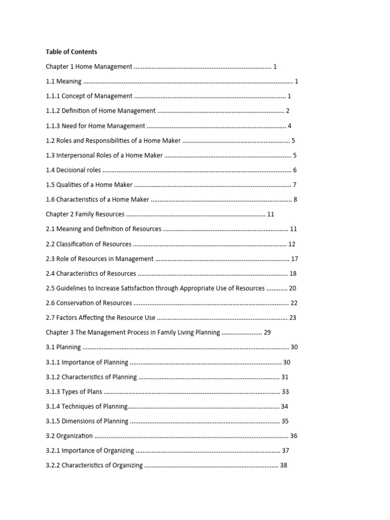 Chapter 1 Home Management | PDF | Goal | Family