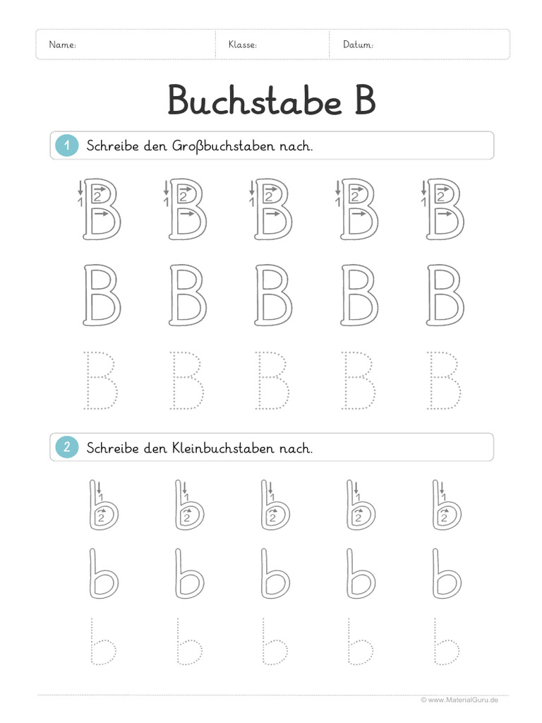 Arbeitsblatt Grundschrift Buchstabe B 03 | PDF