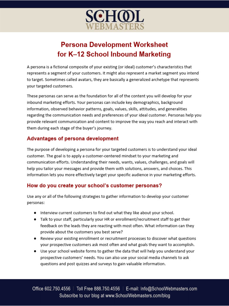 Persona Development Worksheet PDF | PDF | Marketing | Communication