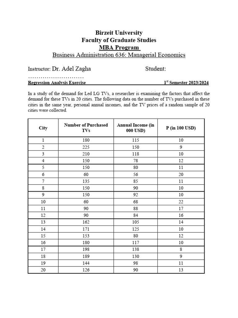 Exercise On Regression Analysis | PDF | Regression Analysis | Demand