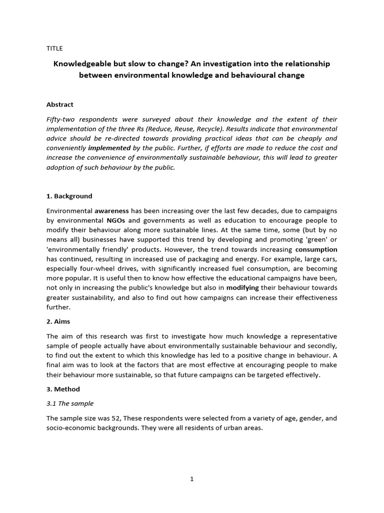 Mini Field Research Report Sample | PDF