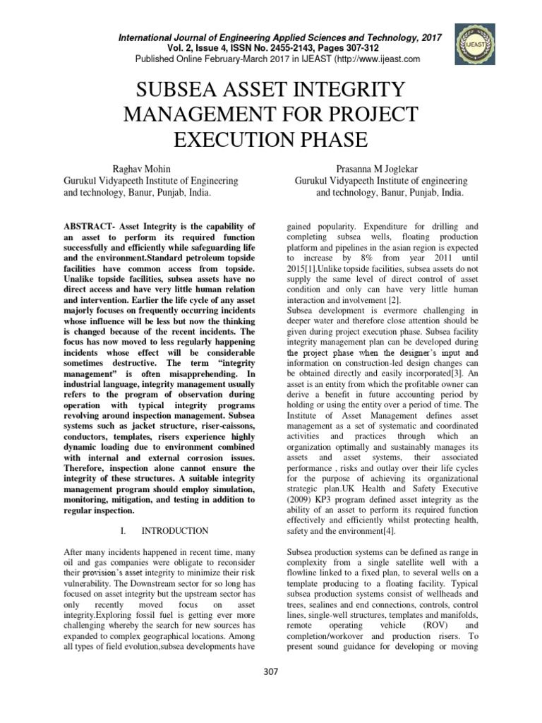 Subsea Asset Integrity Management | PDF | Life Cycle Assessment ...