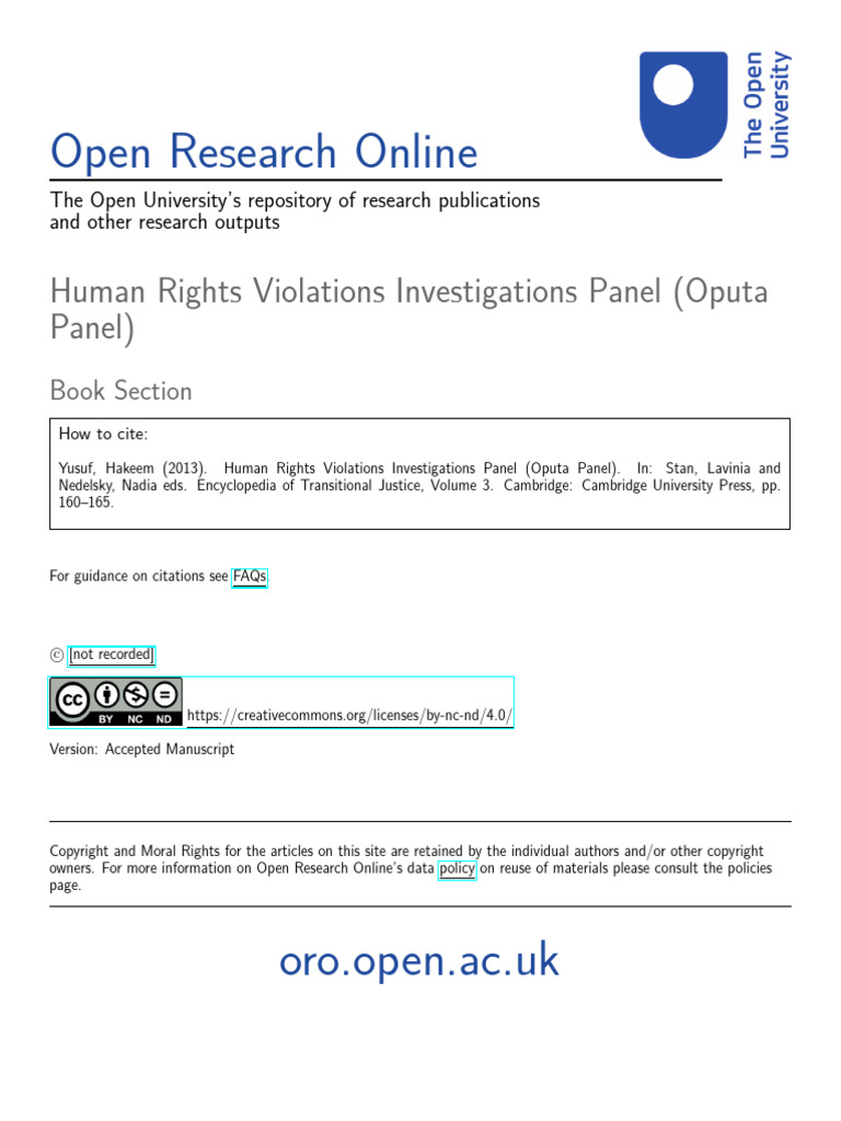 Open Research Online: Human Rights Violations Investigations Panel ...