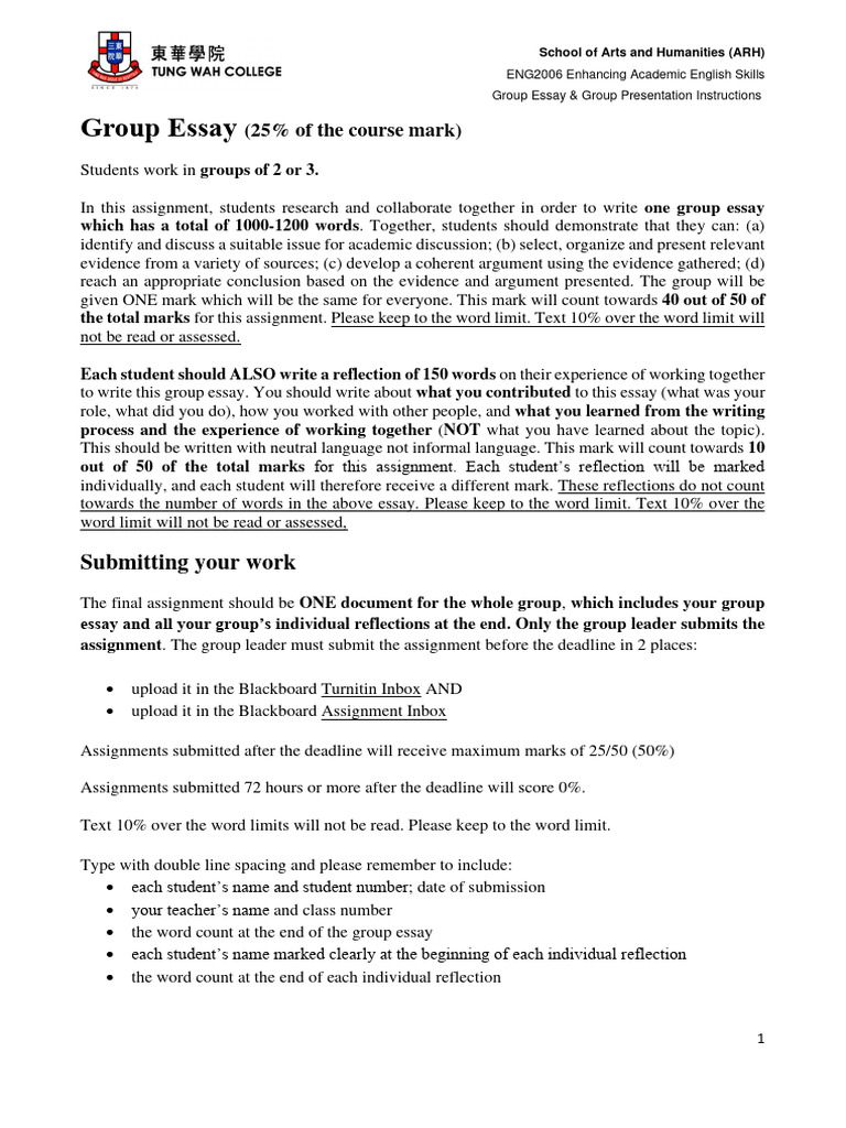 Group Essay & Group Presentation Instructions | PDF | Essays | Proofreading