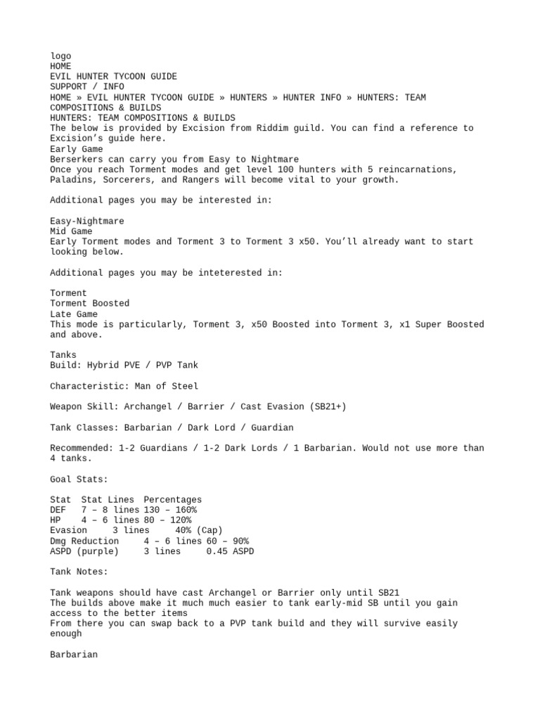 Evil Hunter Tycoon Build Strategies | PDF | Computers
